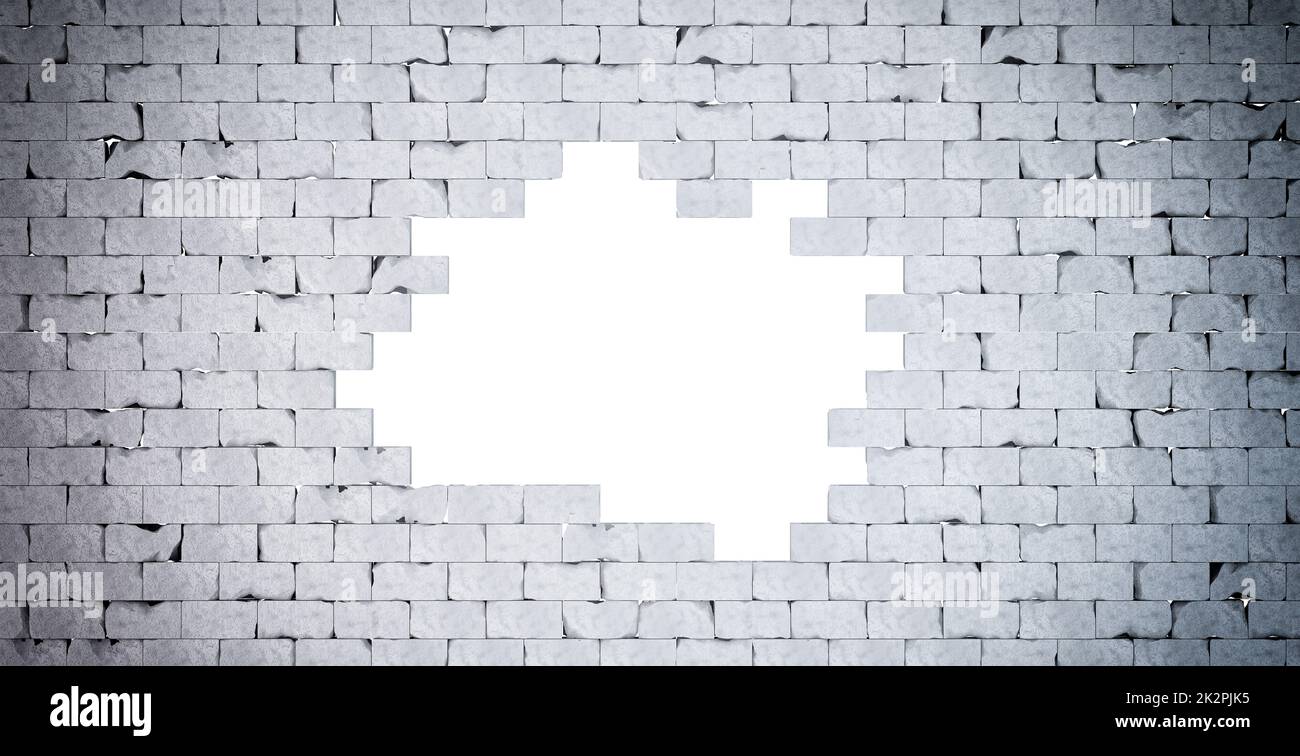 Broken Brick Wall. Isolated. Contains clipping path Stock Photo - Alamy