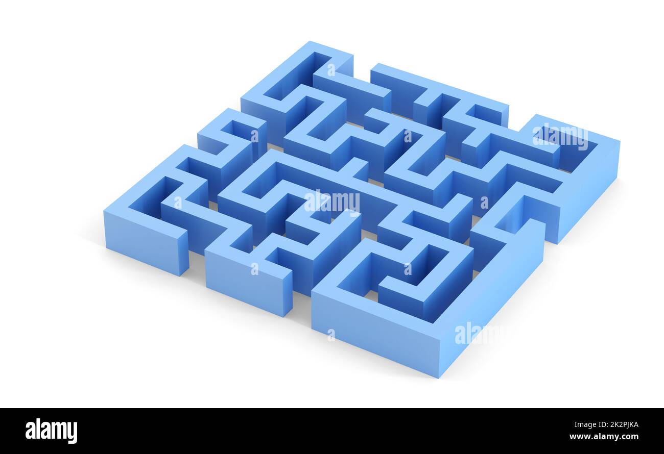 Blue squared 3d maze. Isolated. Contains clipping path Stock Photo - Alamy