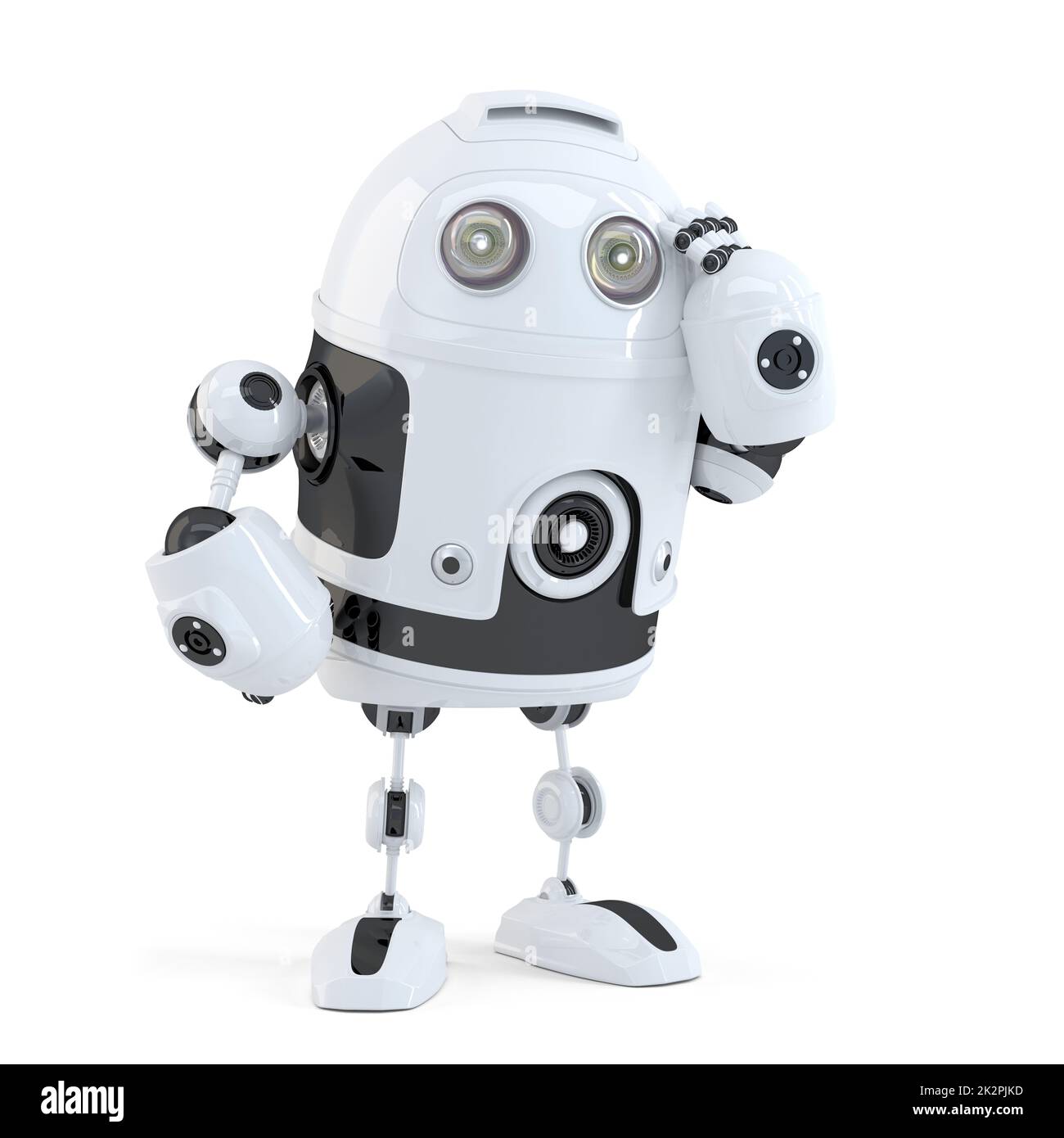 Thoughtful handsome robot. Isolated. Contains clipping path Stock Photo ...