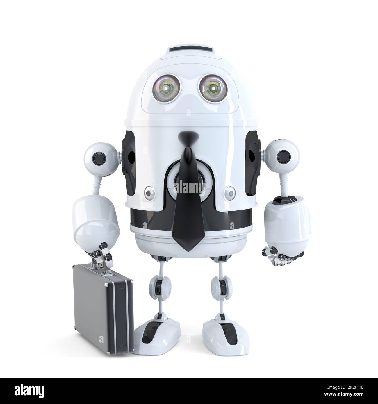 Robot with suitcase. Business technology concept. Isolated. Contains ...