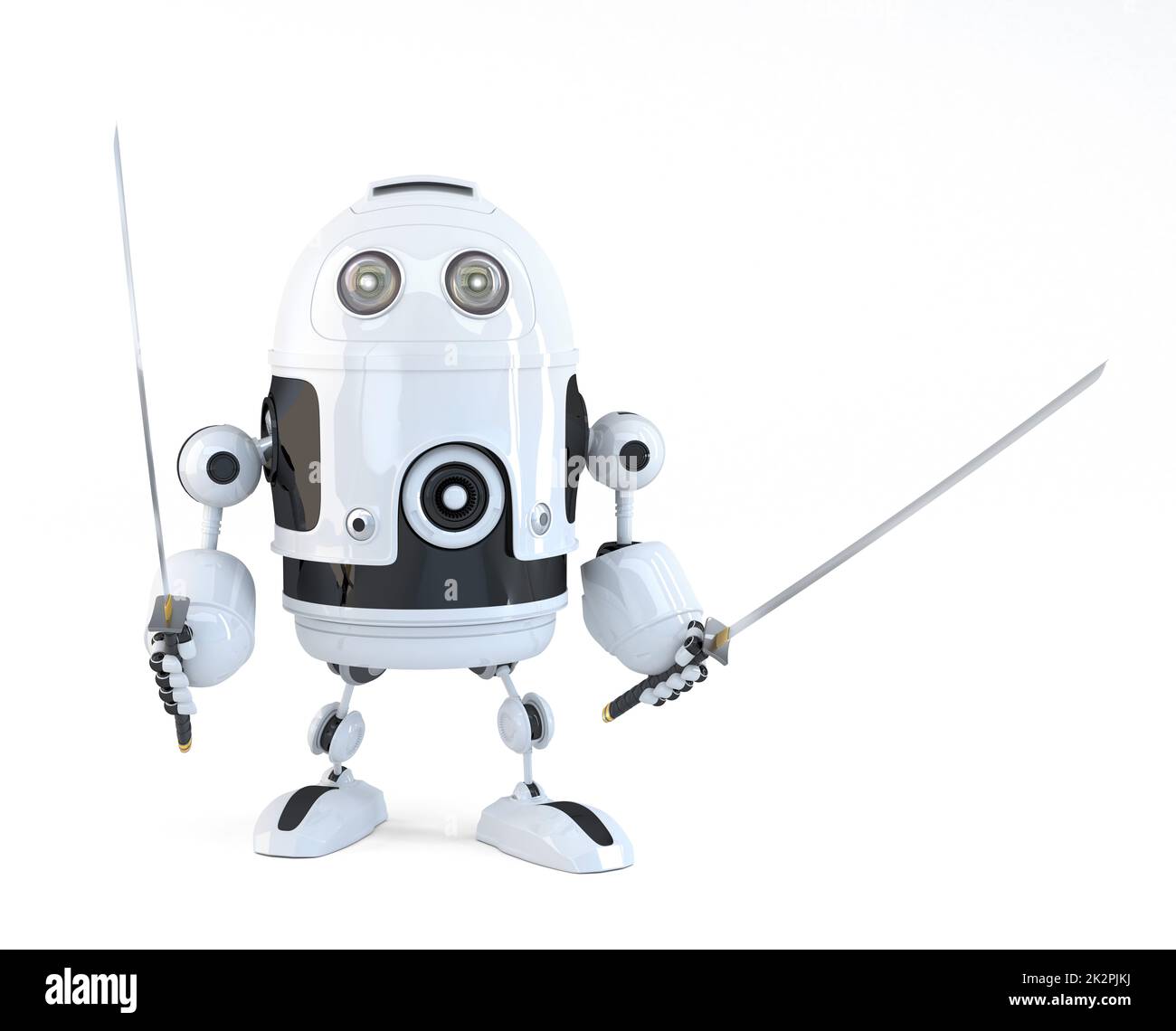 Robot with Katana. Technology concept. Isolated over white. Contains ...