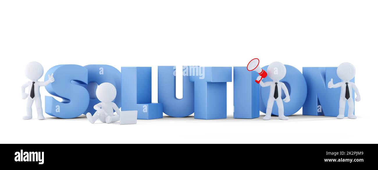 Group of businesspeople with SOLUTION sign. Business concept.Isolated ...