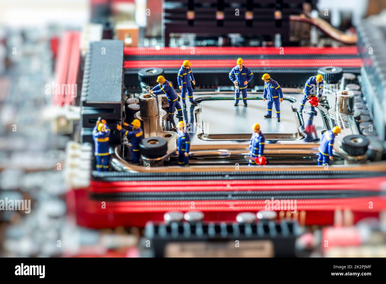 Group of Technicians repairing CPU. Technology concept Stock Photo - Alamy