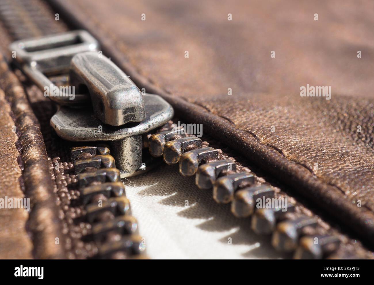 Zipper of a leather jacket Stock Photo - Alamy