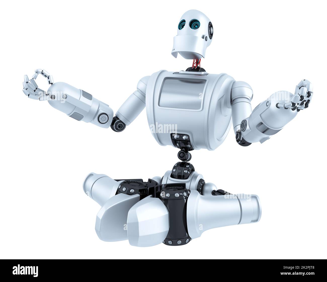 Meditating Robot Technology Concept Isolated Contains Clipping Path
