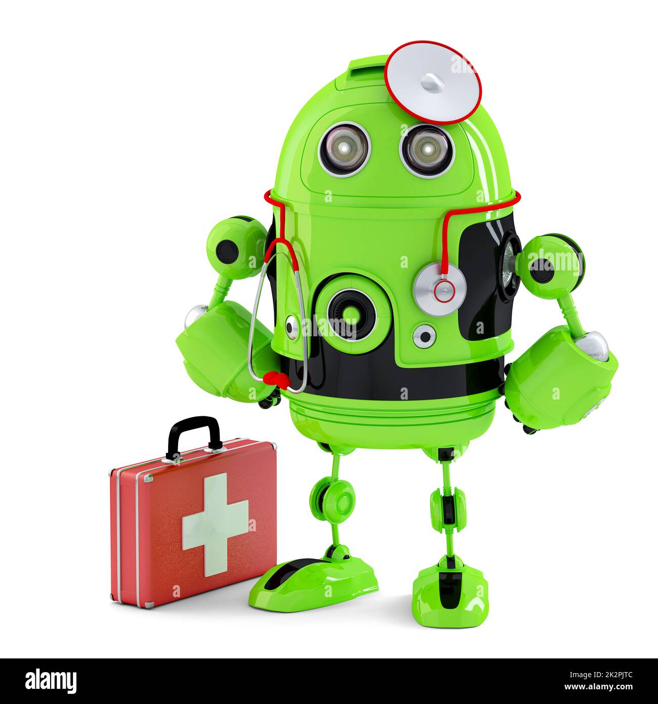 Green Medic Robot. Technology concept. Isolated. Contains clipping path ...