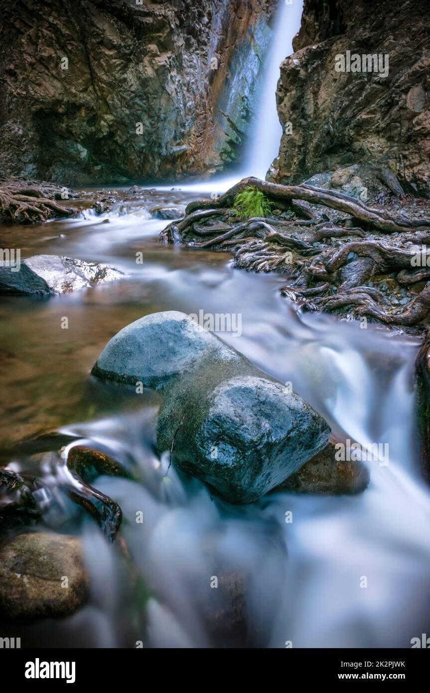 Caledonia waterfall. Platres viilage. Limassol District, Cyprus Stock ...
