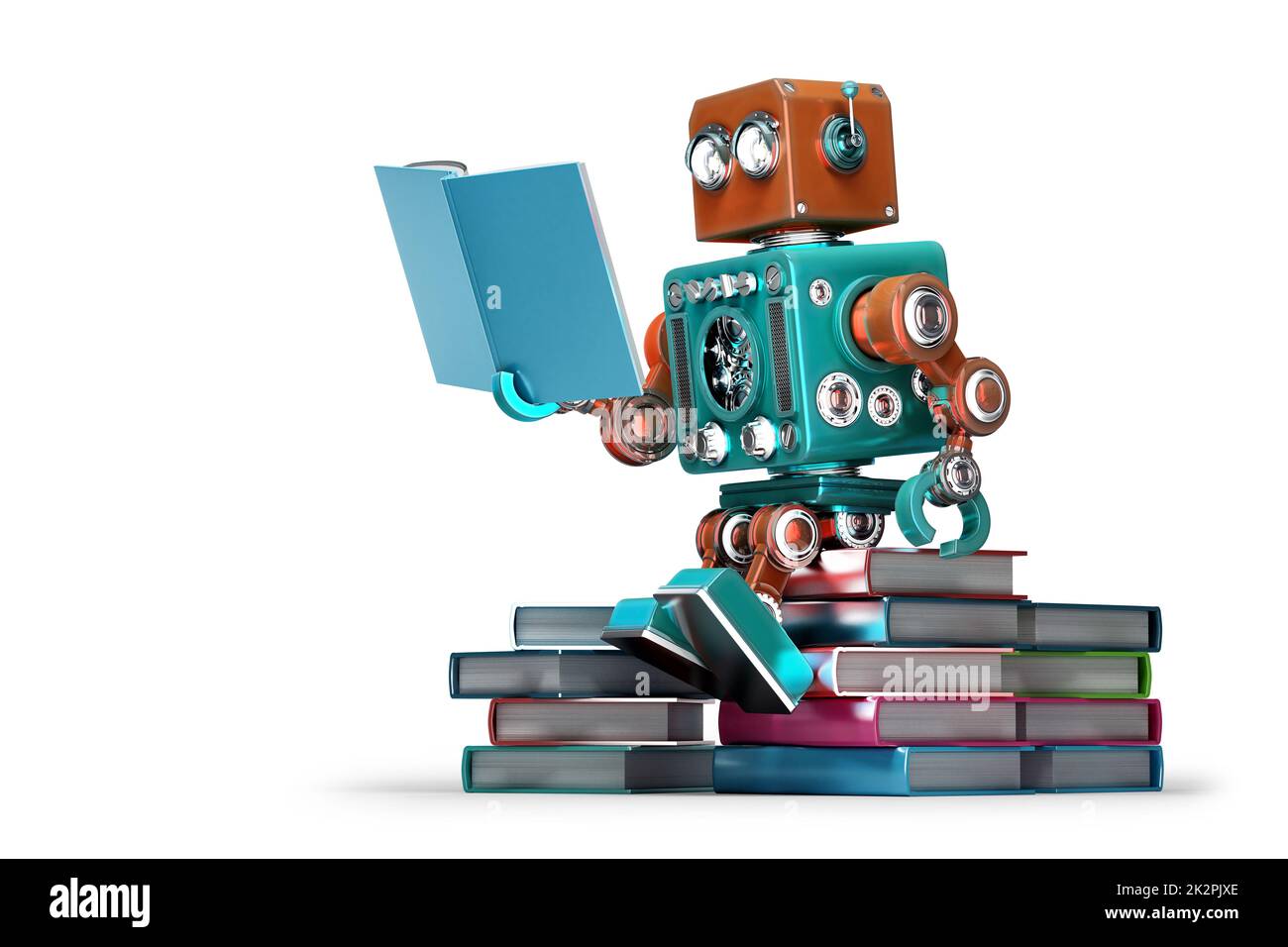 Retro robot reading a book. Isolated. Contains clipping path Stock ... Retro robot reading a book. Isolated. Contains clipping path Stock ...