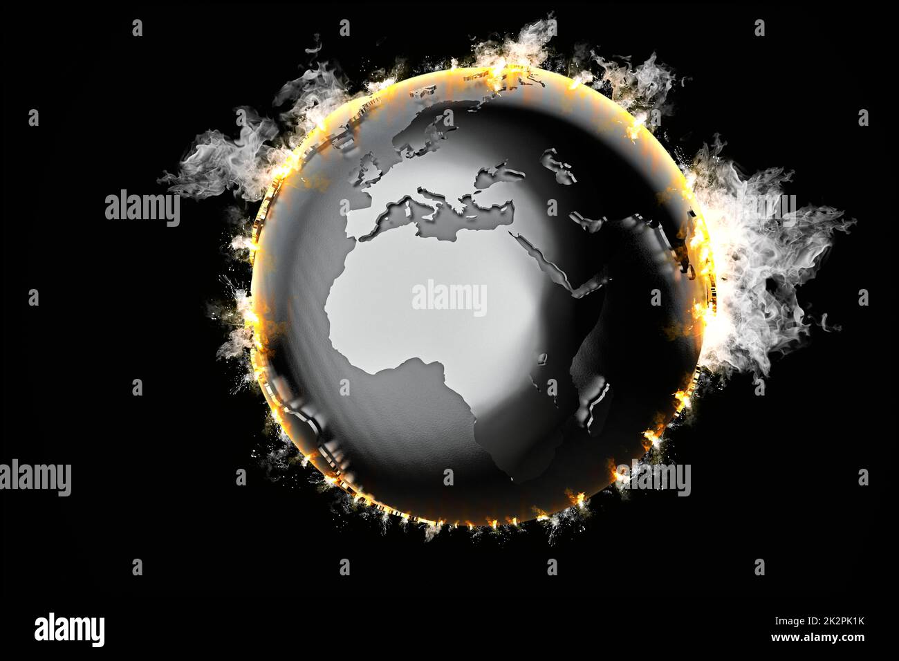 Burning Earth globe. 3d illustration Stock Photo - Alamy