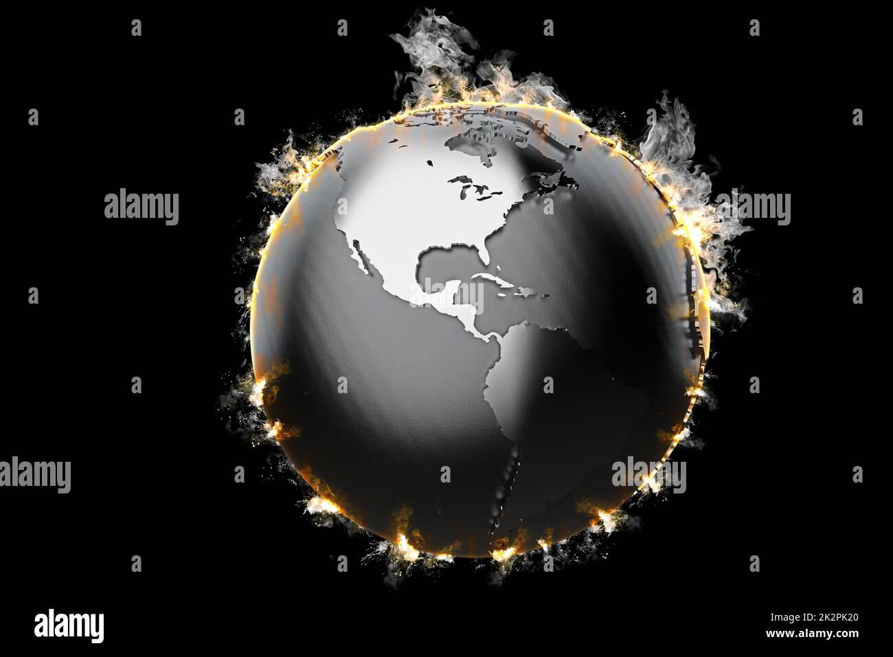 Burning Earth globe. 3d illustration Stock Photo - Alamy