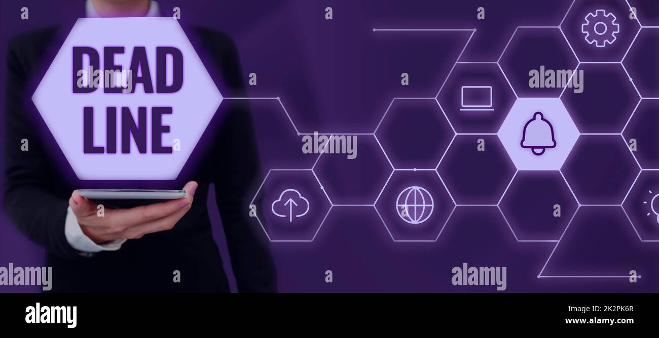 Text caption presenting Dead Line. Internet Concept Period of time by ...