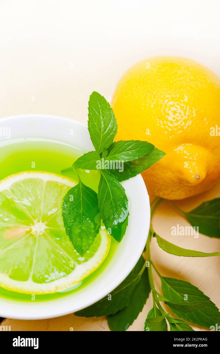 mint infusion tea tisane with lemon Stock Photo - Alamy