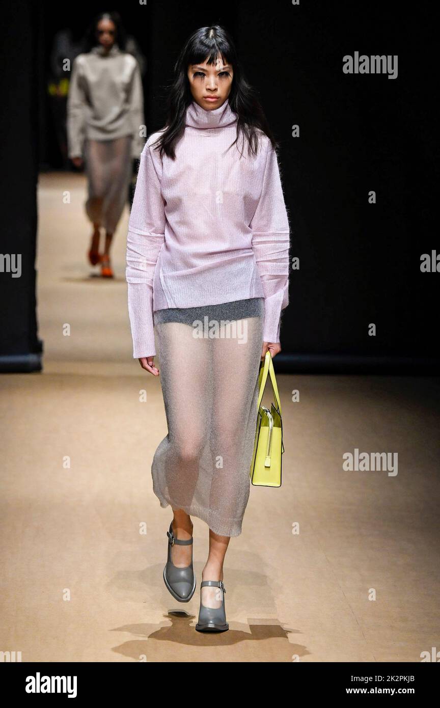 Milan, Italy, September 22, 2022. Model Diane Chiu walks on the runway ...