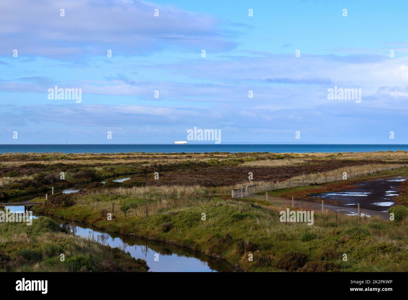 A beautiful field over a background of a sea Stock Photo - Alamy