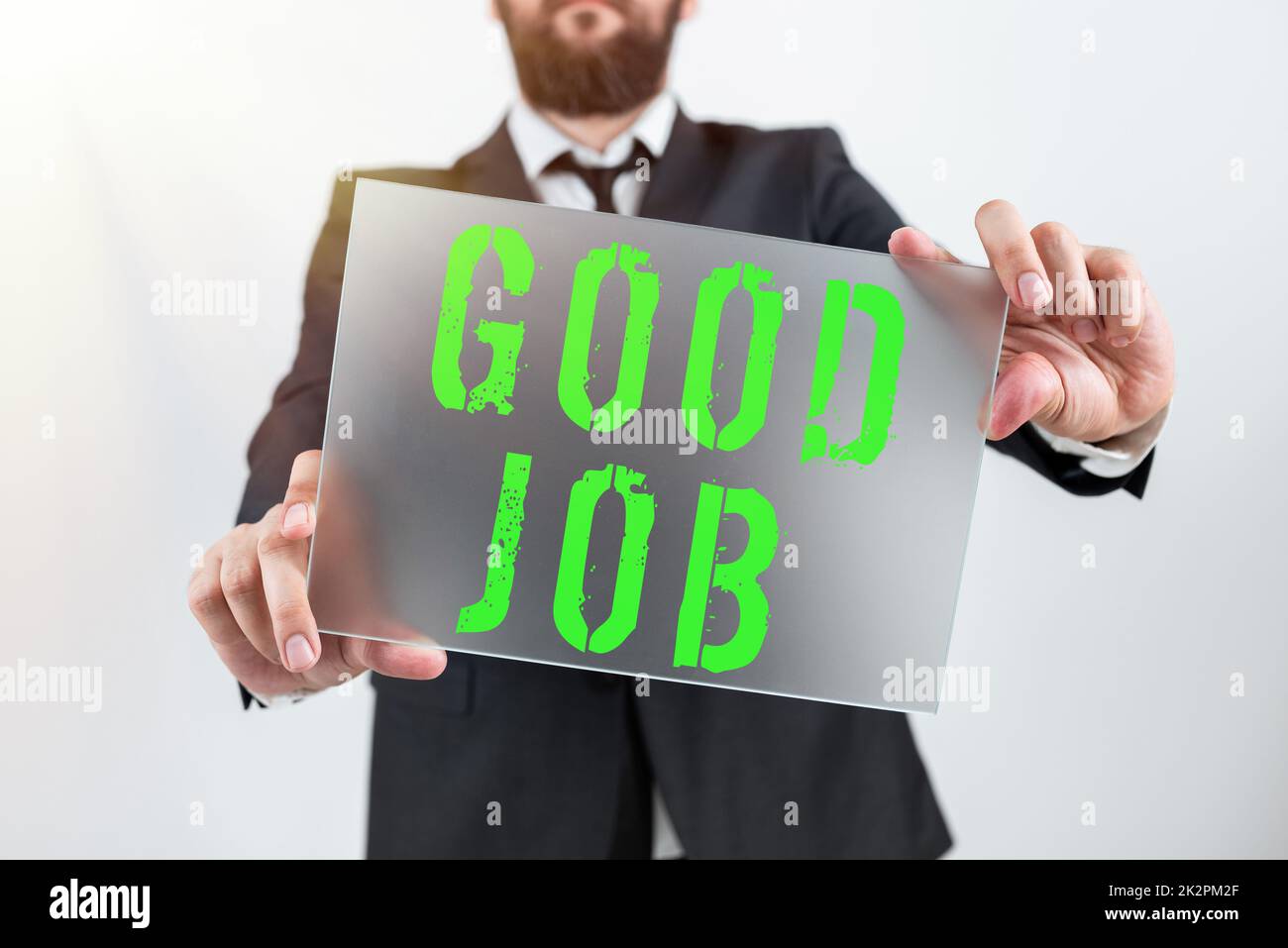 Hand writing sign Good Job. Business showcase encourage someone for his ...