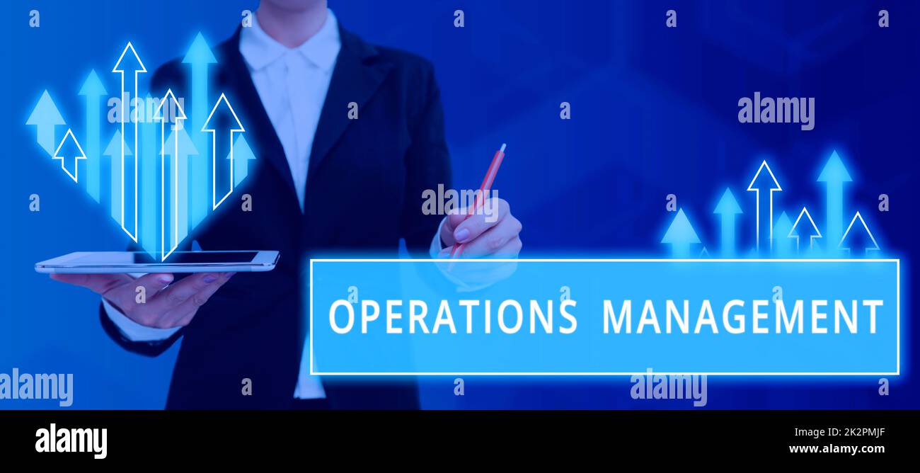 Text caption presenting Operations Management. Business approach ensure Inputs to Output the ...