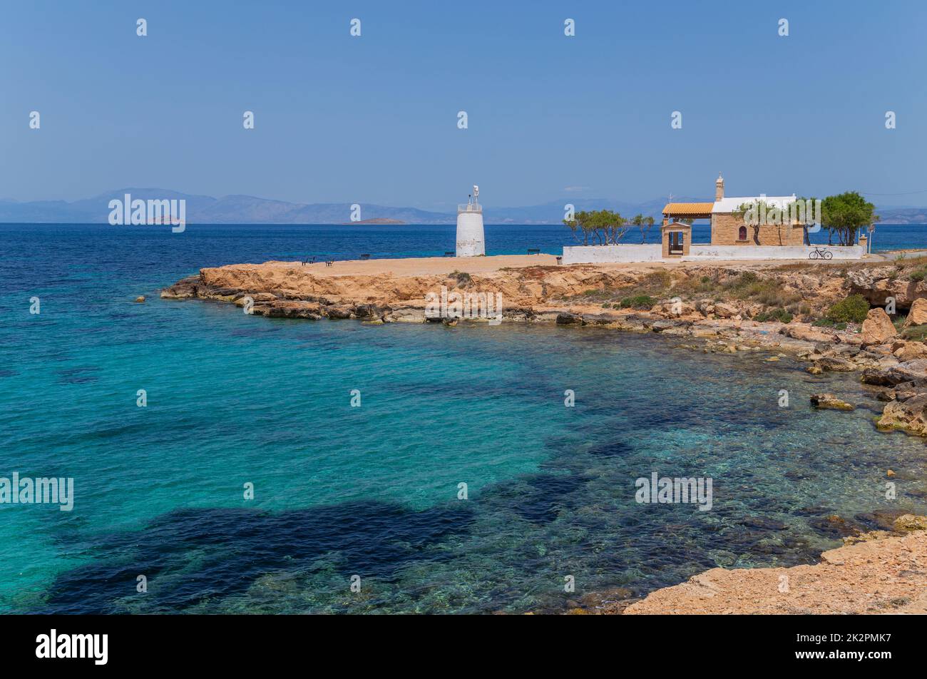 lighthouse of the Aegina island in Saronic gulf, Greece Stock Photo - Alamy