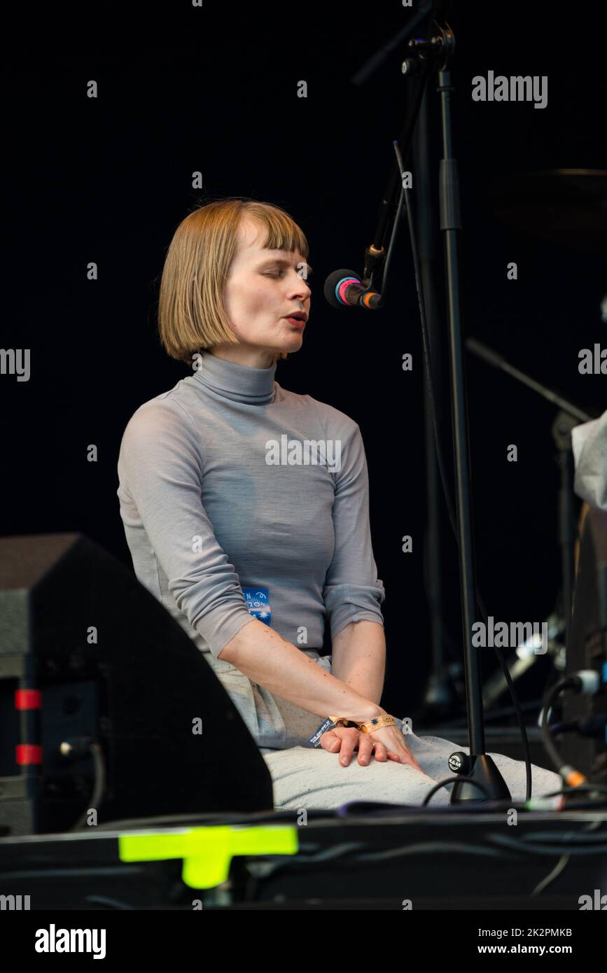Jenny Hval plays the Mountain Stage at the Green Man Festival 2022 in ...