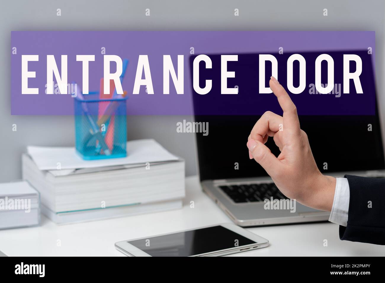 Text sign showing Entrance Door. Business approach Way in Doorway Gate ...