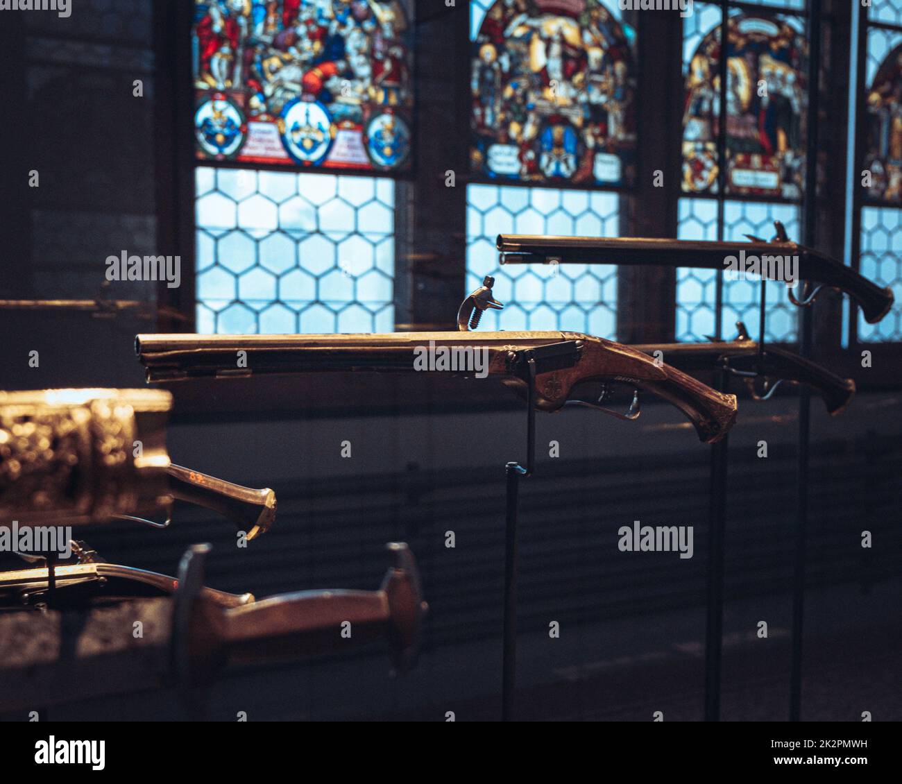 a collection of guns on display Stock Photo - Alamy
