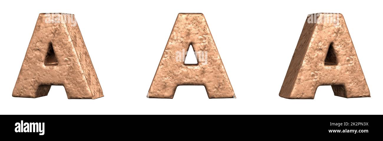 Letter A from Copper letters alphabet collection set. Isolated. 3D ...