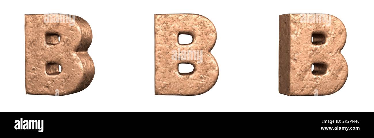 Letter B from Copper letters alphabet collection set. Isolated. 3D ...