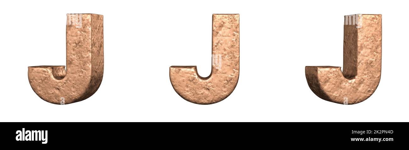 Letter J from Copper letters alphabet collection set. Isolated. 3D ...