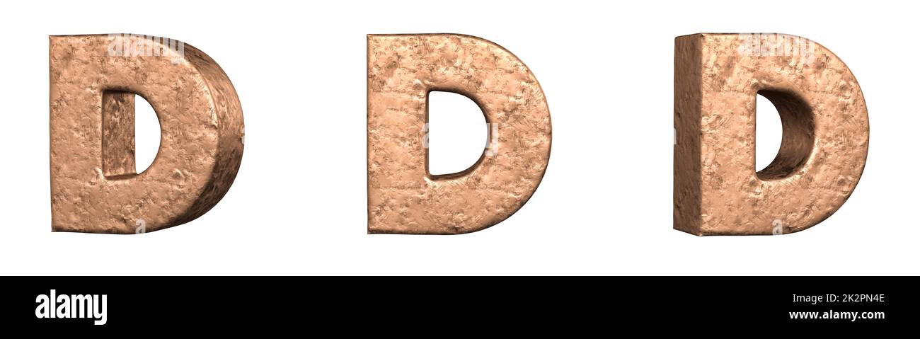 Letter D from Copper letters alphabet collection set. Isolated. 3D ...