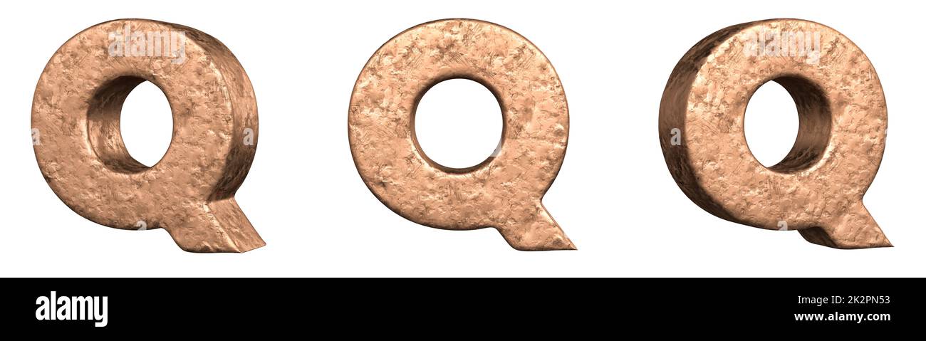 Letter Q from Copper letters alphabet collection set. Isolated. 3D ...
