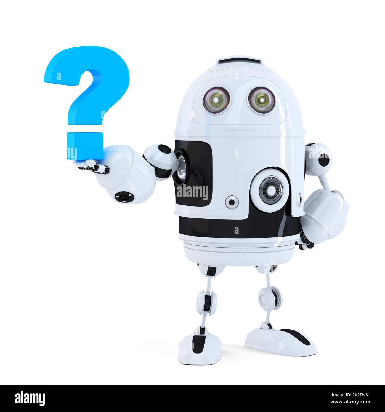Cute 3D robot with question mark. Isolated. Contains clipping path ...