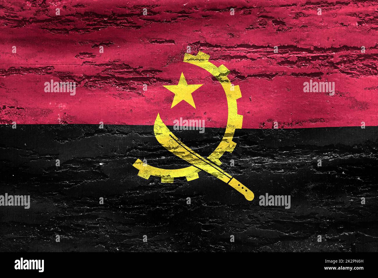Angola flag - realistic waving fabric flag Stock Photo - Alamy