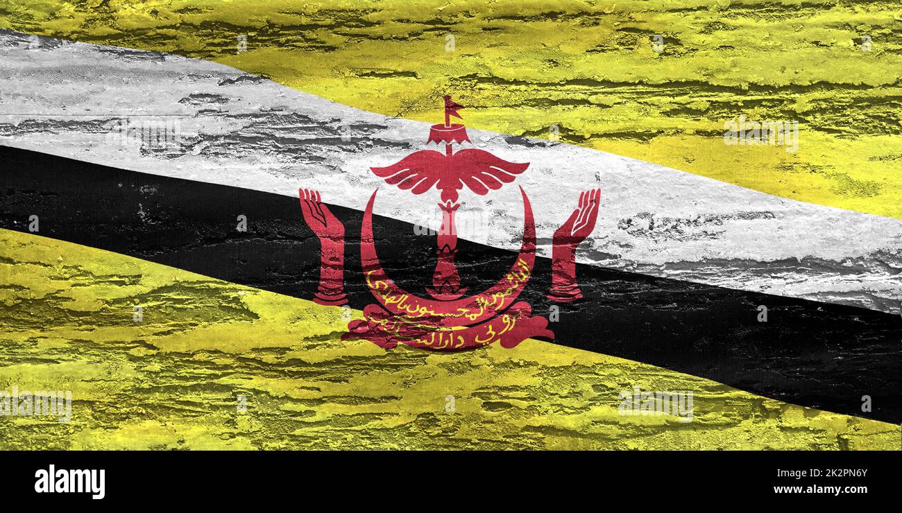 Brunei flag - realistic waving fabric flag Stock Photo - Alamy