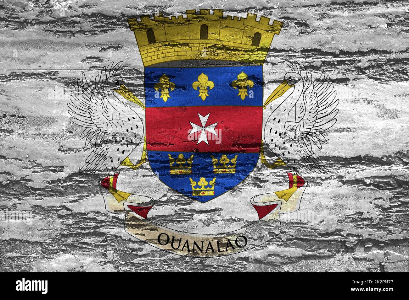 Saint-Barthelemy flag - realistic waving fabric flag Stock Photo - Alamy
