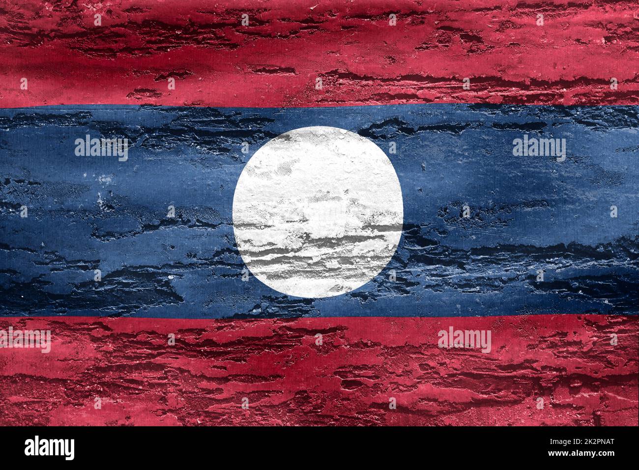 3D-Illustration of a Laos flag - realistic waving fabric flag Stock ...