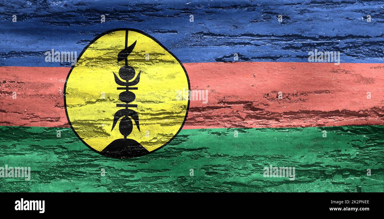 3D-Illustration of a New Caledonia flag - realistic waving fabric flag ...