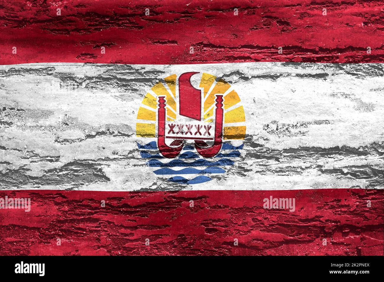 3D-Illustration of a French Polynesia flag - realistic waving fabric ...
