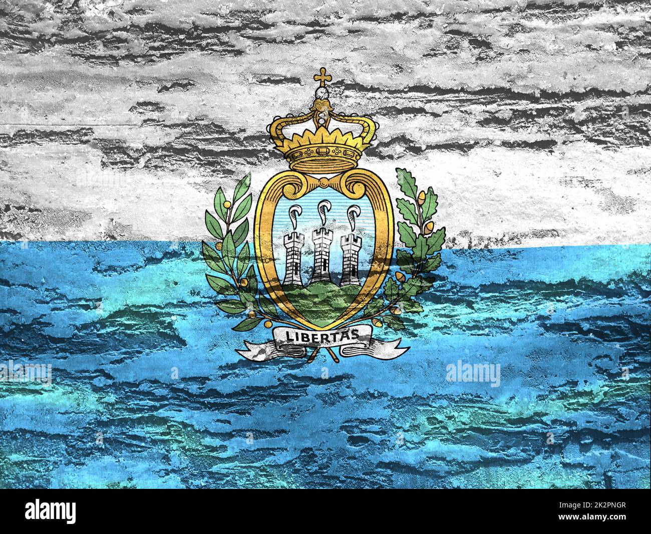 3D-Illustration of a San Marino flag - realistic waving fabric flag ...