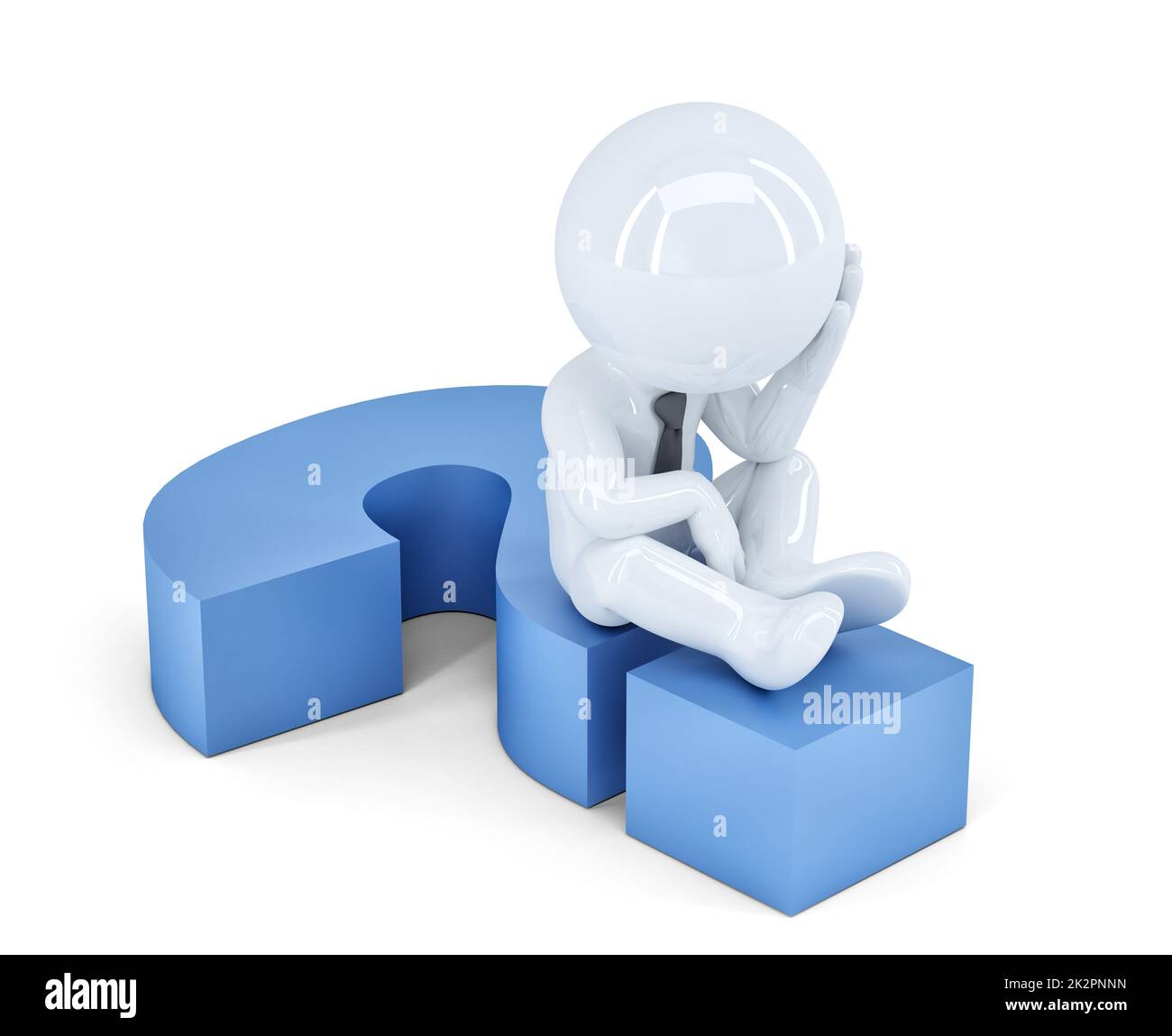 Business man sitting on a question mark. Business concept. Isolated ...