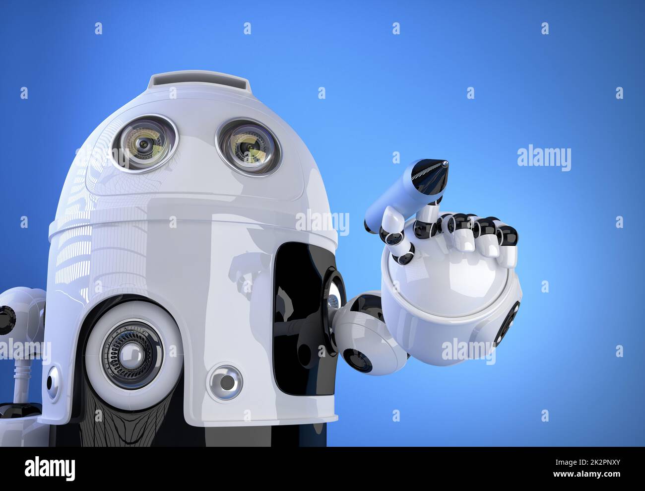 Robot writing with marker pen in the air. Technology concept. Contains ...