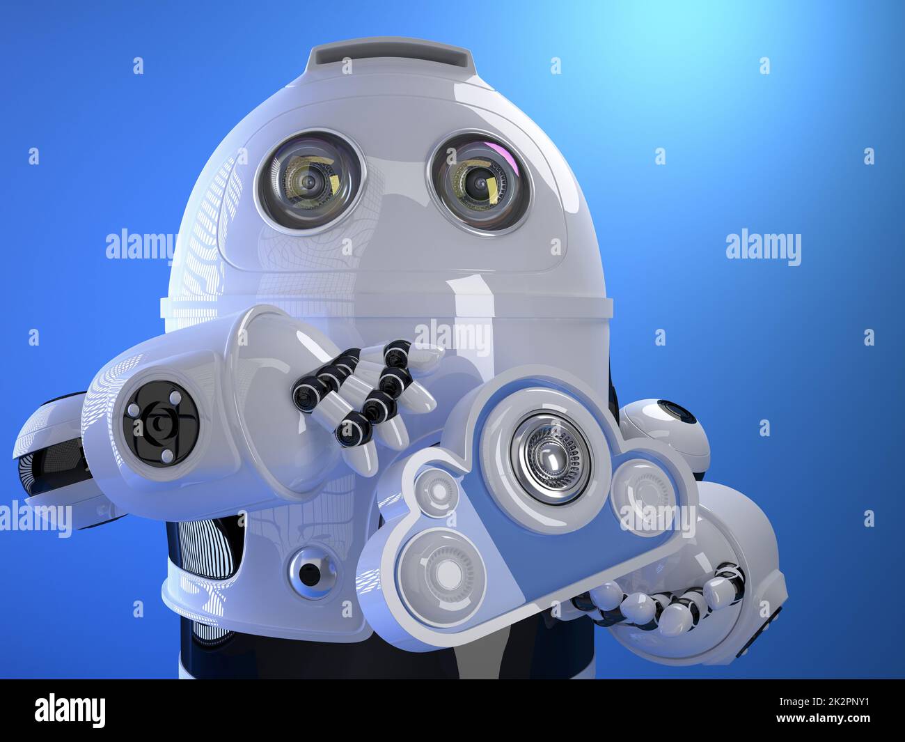 Robot with cloud in his hand. Cloud computing concept. Technology ...