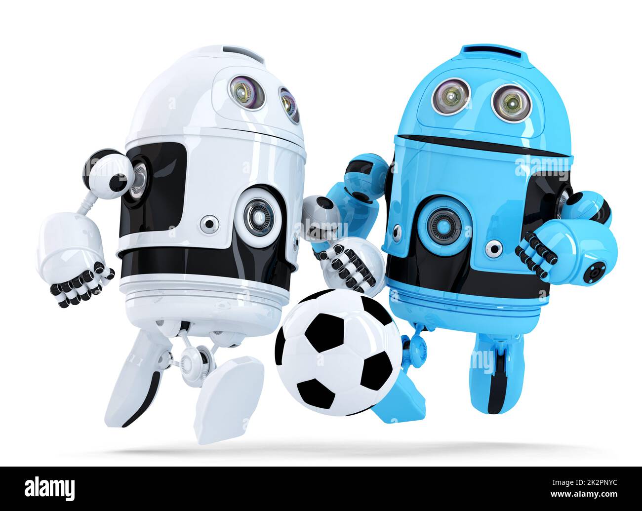 Robots playing soccer. Isolated. Contains clipping path Stock Photo - Alamy