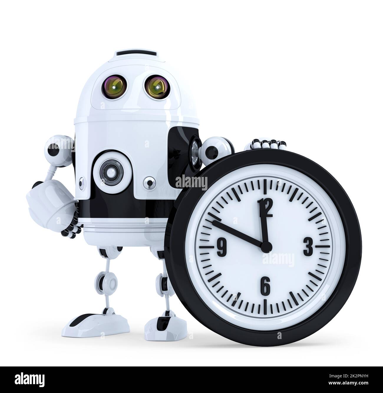 Robot with clock. Technology concept. Isolated. Contains clipping path ...