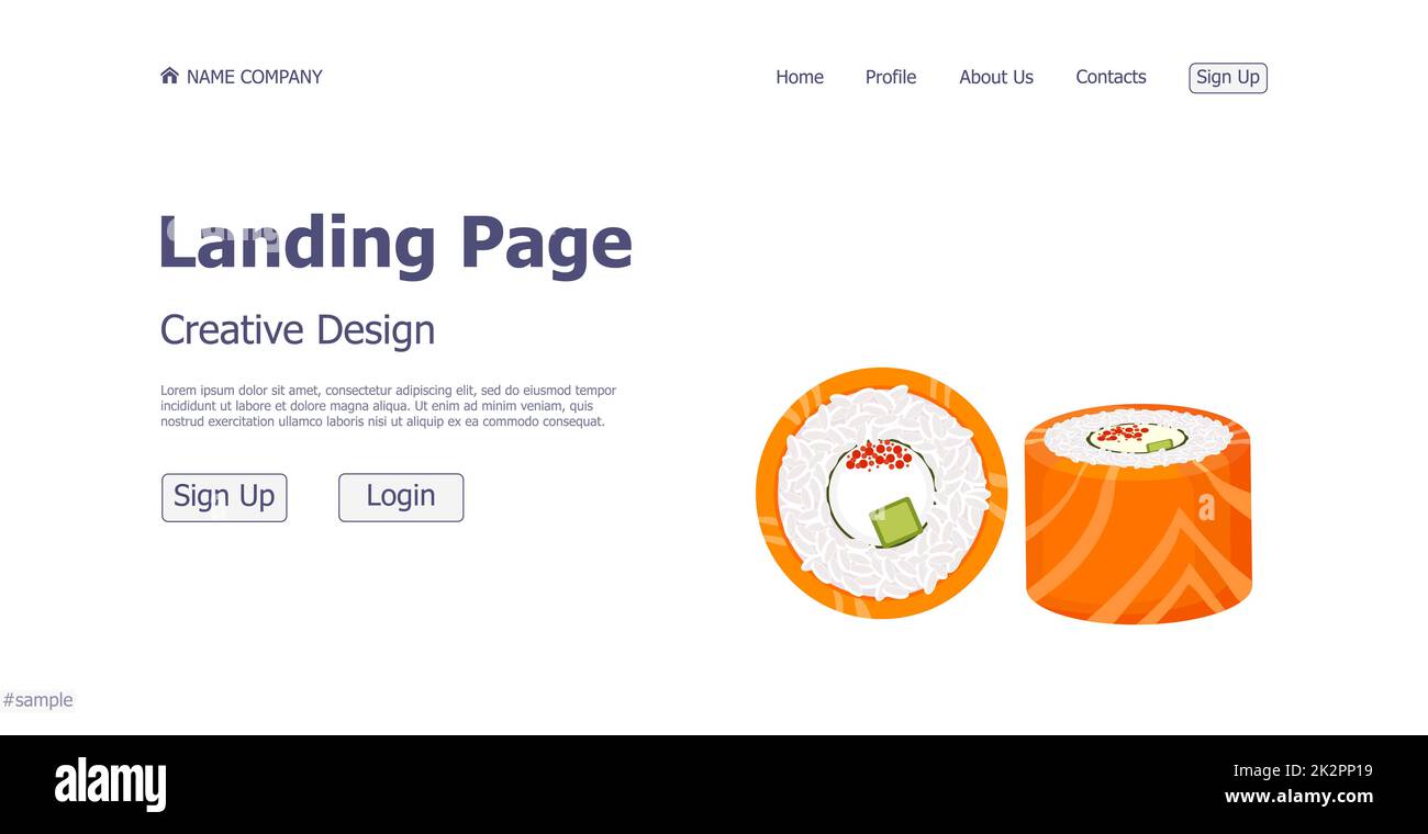 Design concept of sushi and rolls shop restaurant website landing page ...