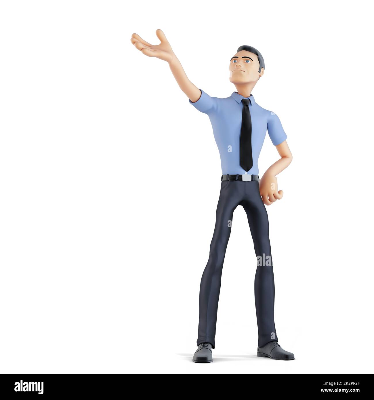 3d businessman pointing at invisible object. Isolated. Contains ...