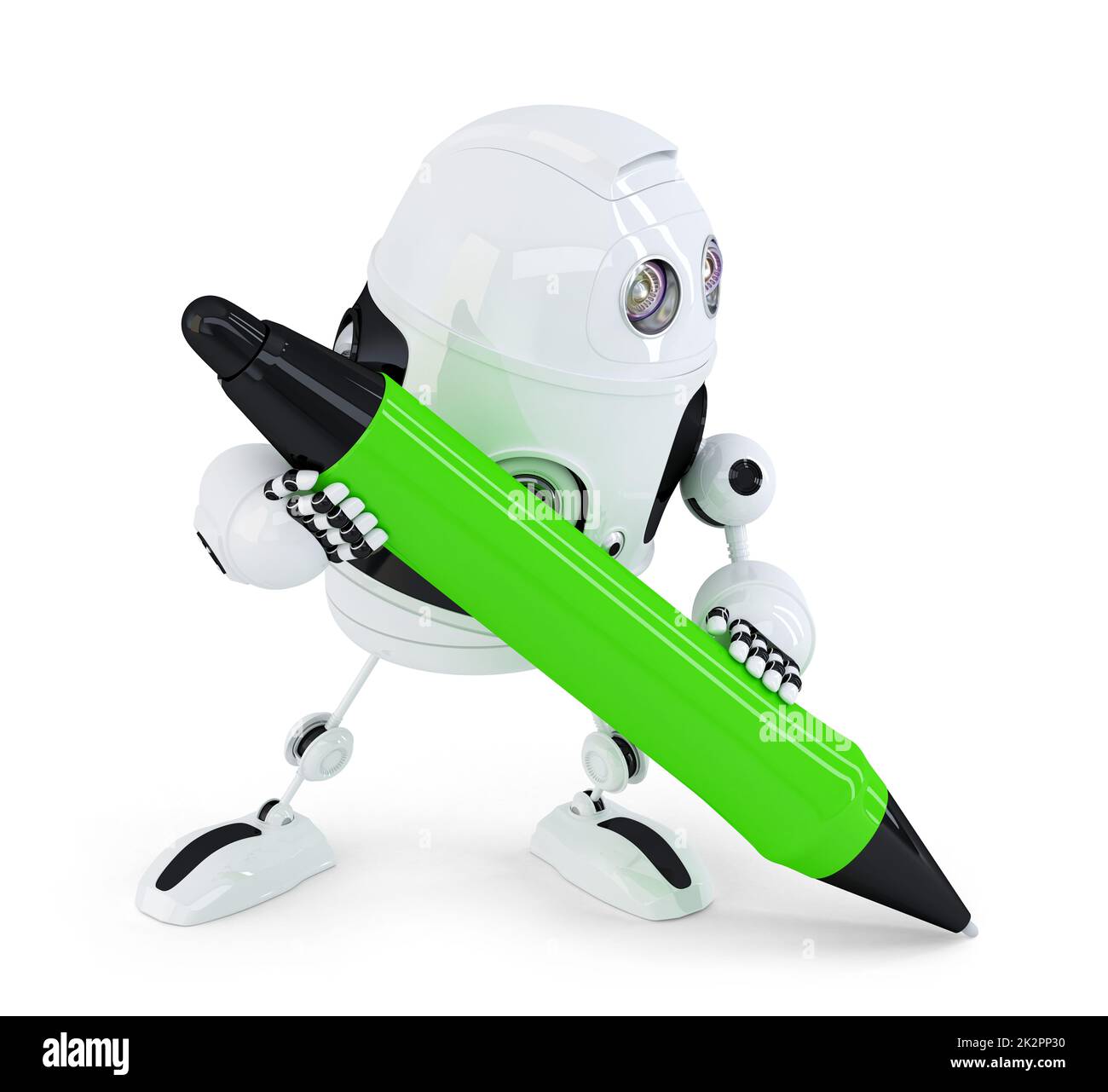 Robot writing with red pen. Isolated. Contains clipping path Stock ...