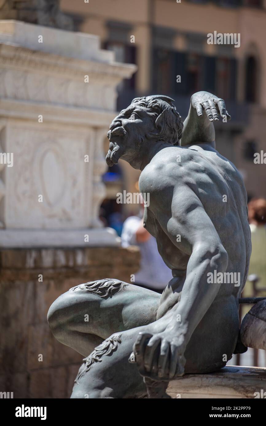 Detail of the bronze statues decorating the Fontana del Nettuno, in the ...