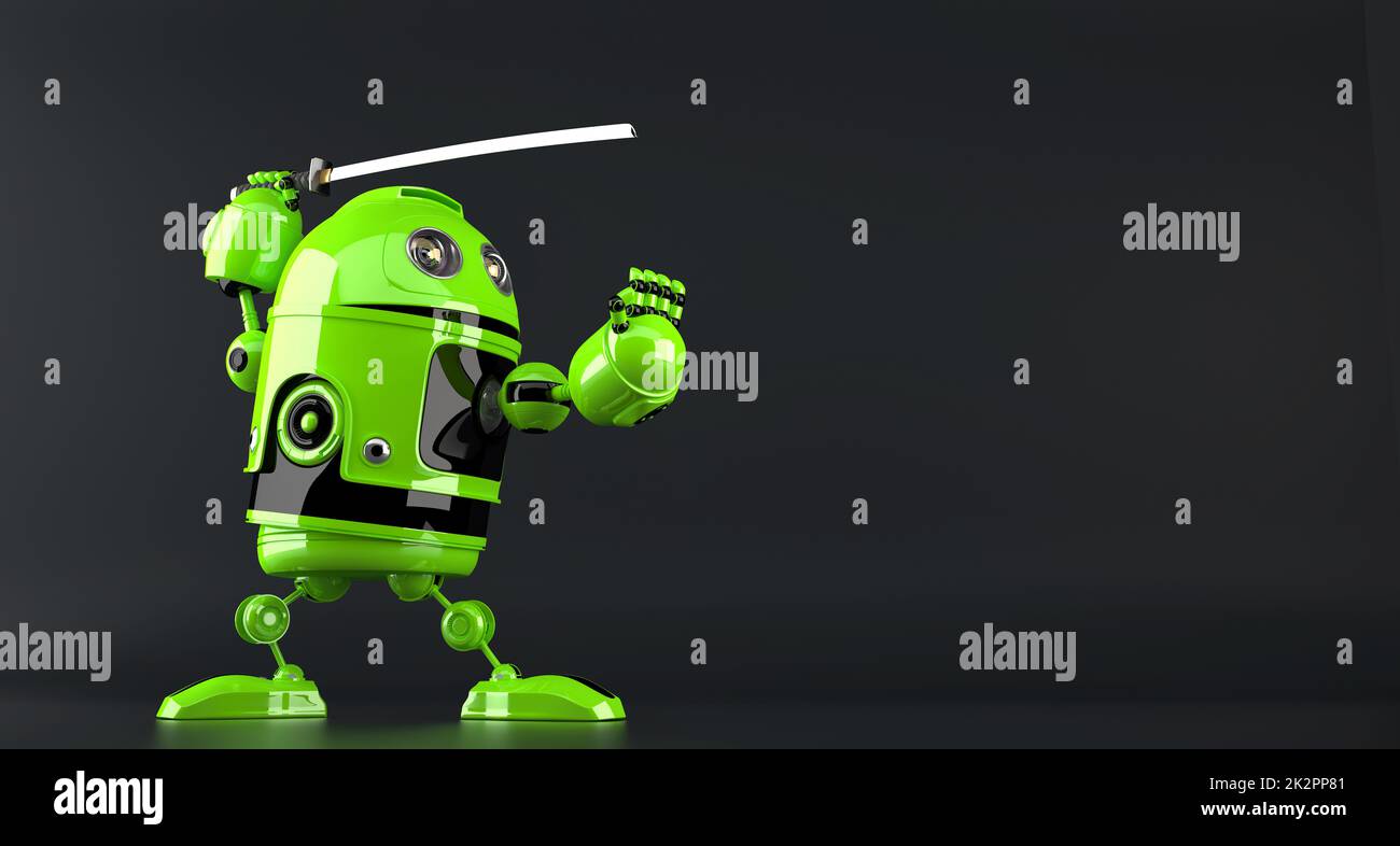 Cyber ninja. Technology concept. Isolated. Contains clipping path Stock ...