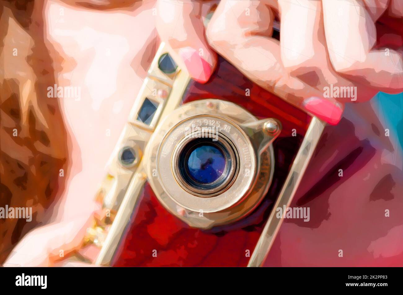 Woman with vintage camera. Abstract illustration Stock Photo - Alamy