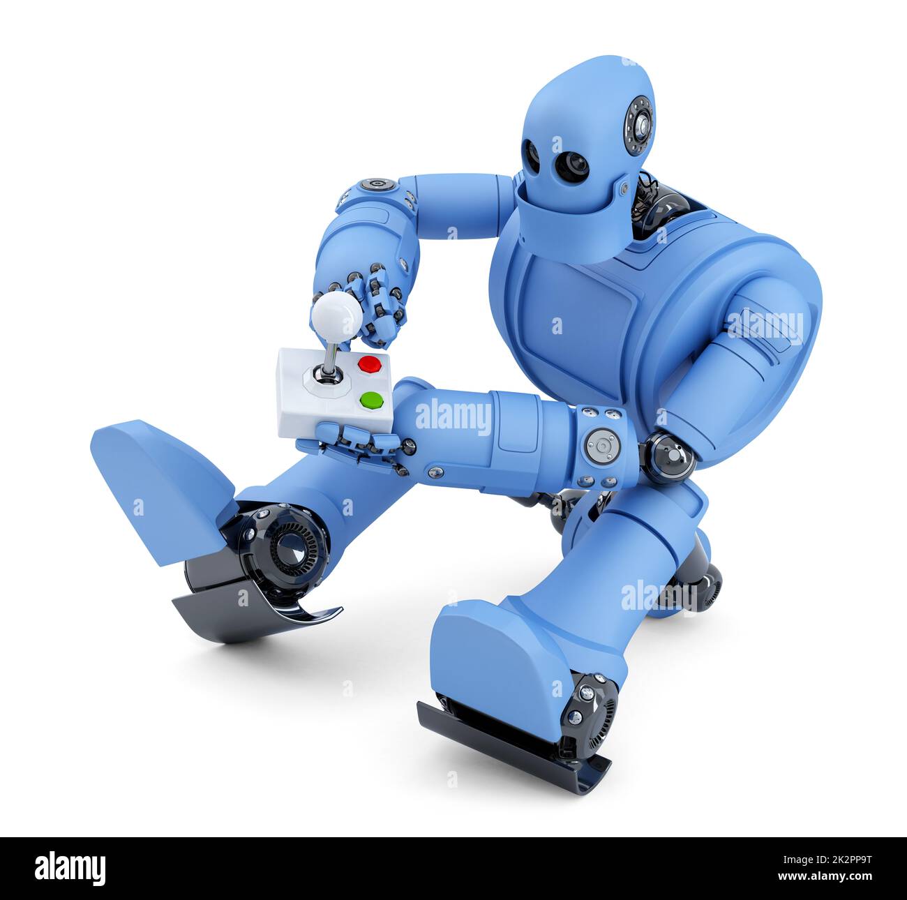 Robot with joystick. Isolated. Contains clipping path Stock Photo - Alamy