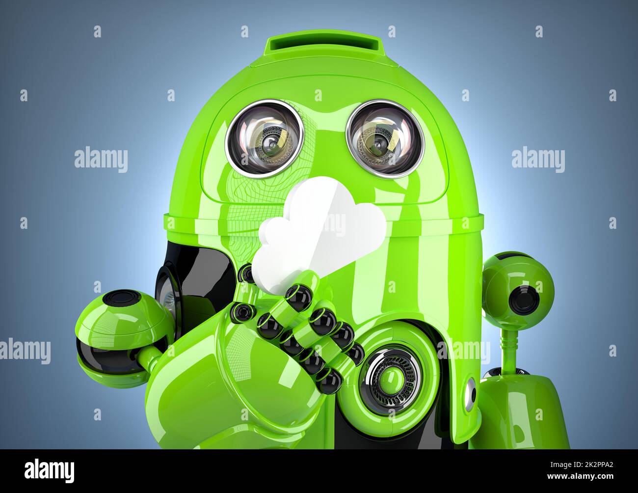 Robot with cloud closeup. Cloud computing concept. Clipping path Stock ...